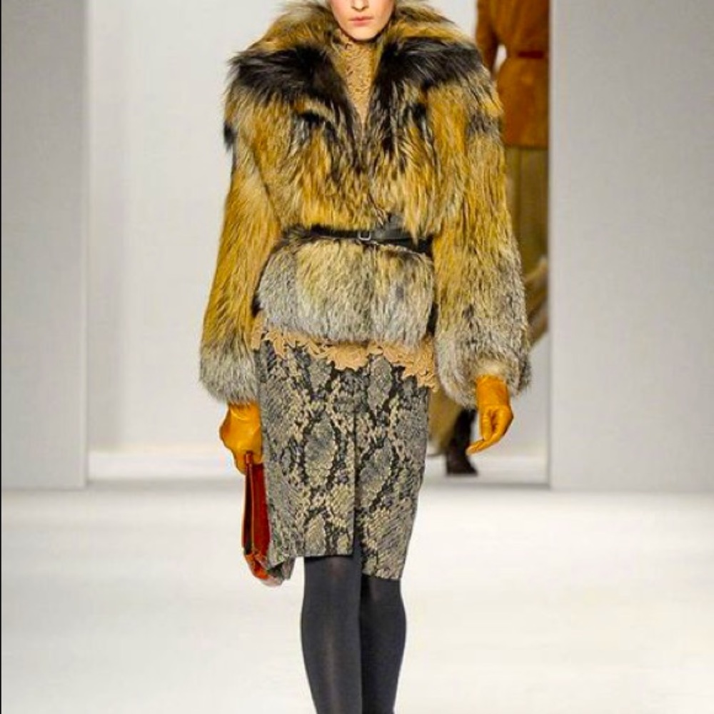 Elie Tahari Runway Snake Julie Pencil Skirt - Gem